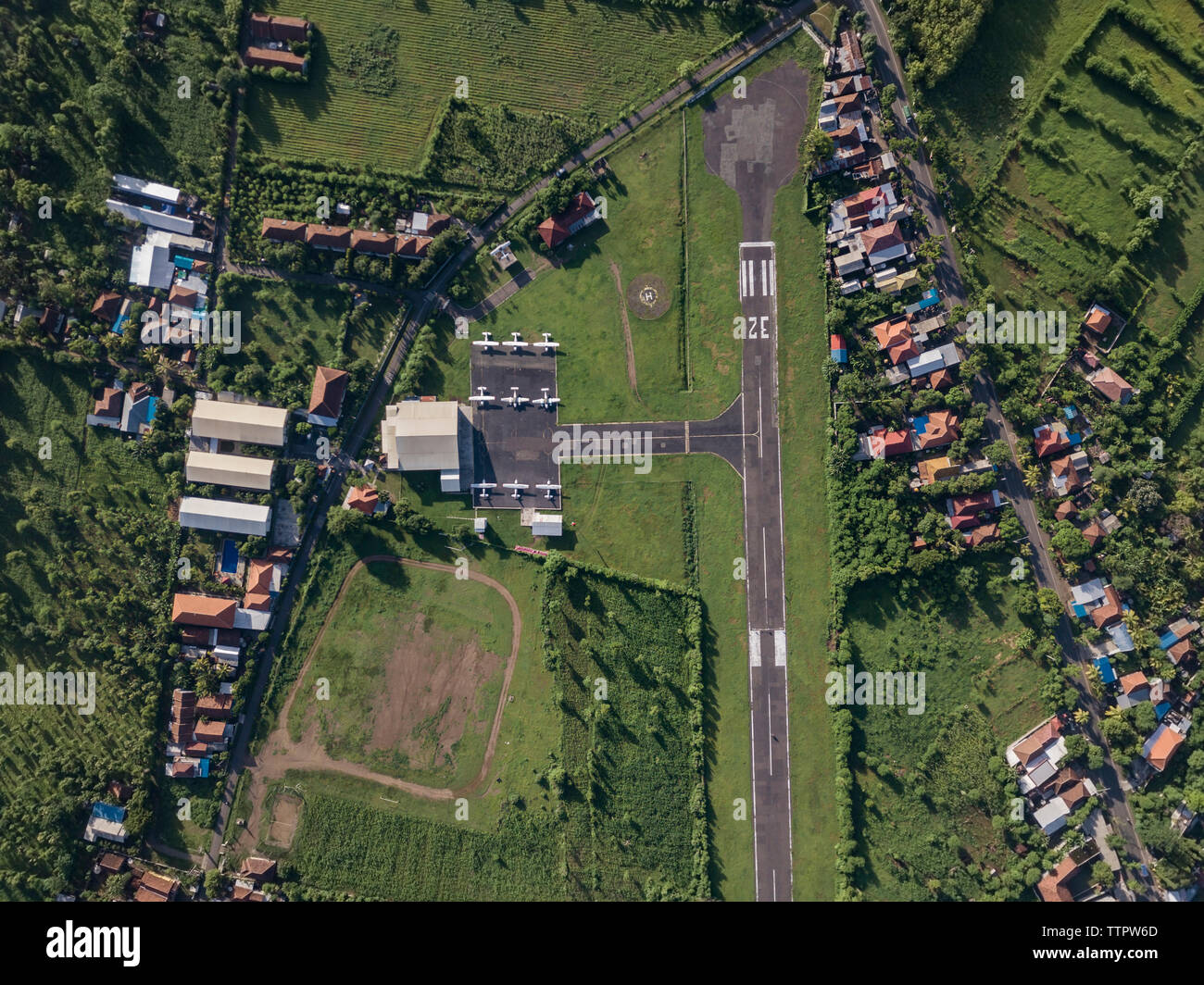 Aerial view of the small airport Stock Photo - Alamy