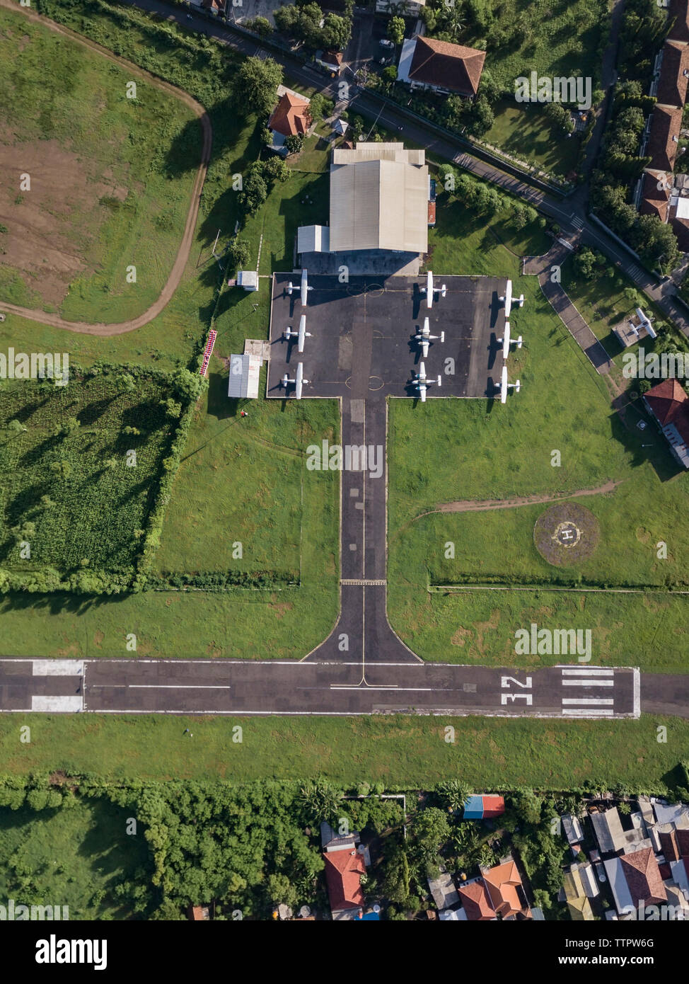 Aerial view of the small airport Stock Photo - Alamy