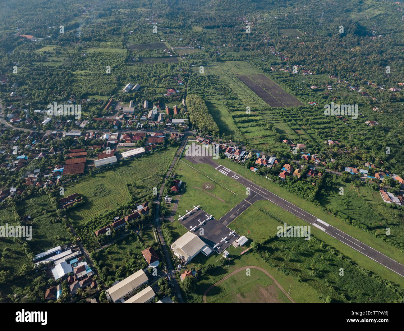Aerial view of the small airport Stock Photo - Alamy