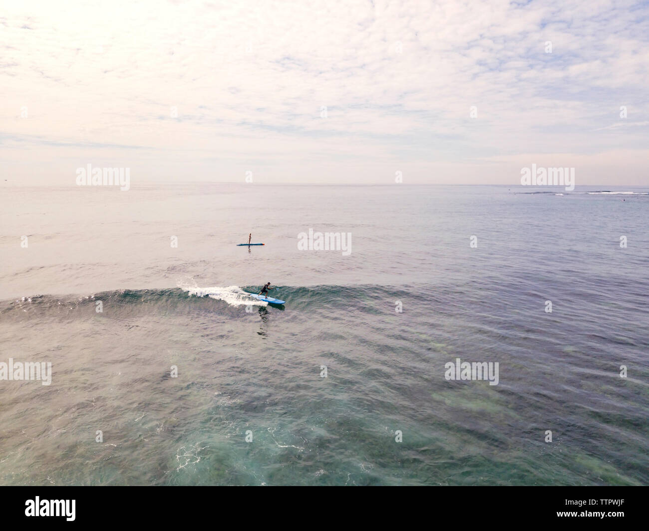 Aerial view of stand up paddle surfing Stock Photo - Alamy
