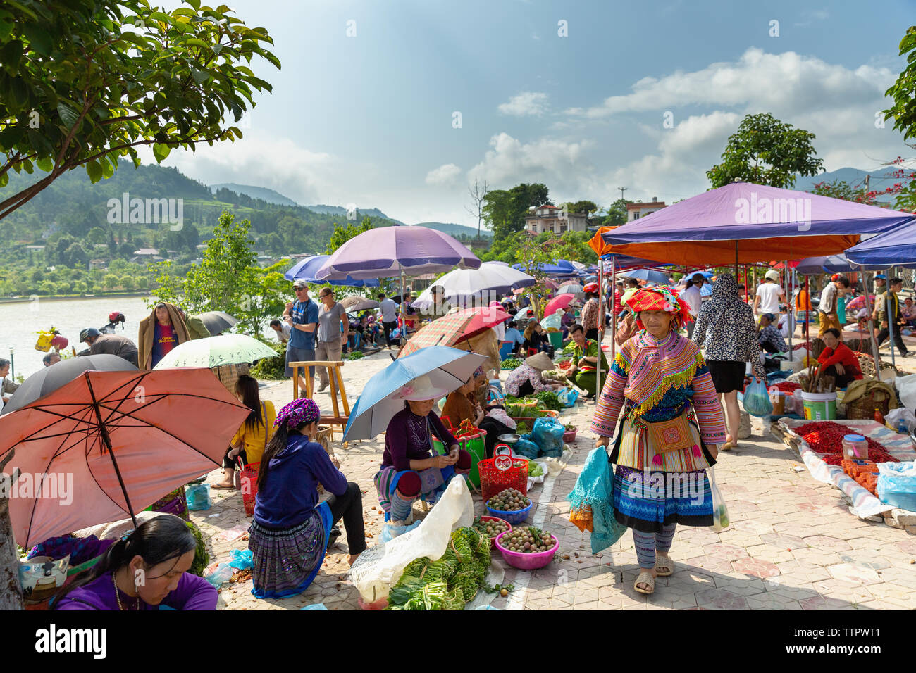 Women shopping in local market, Bac Ha, Lao Cai Province, Vietnam, Asia ...