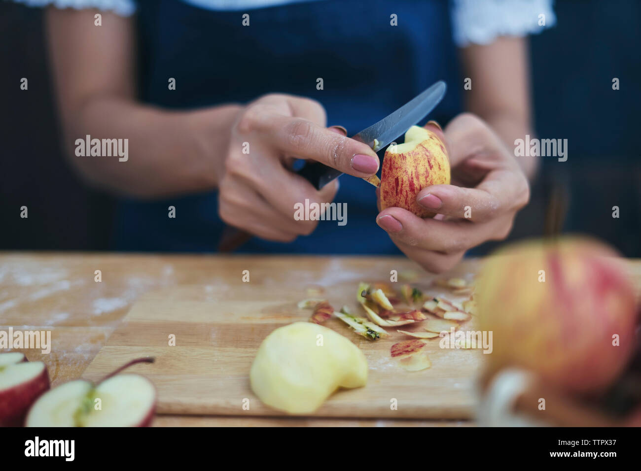 Cutting apple knife hi-res stock photography and images - Alamy