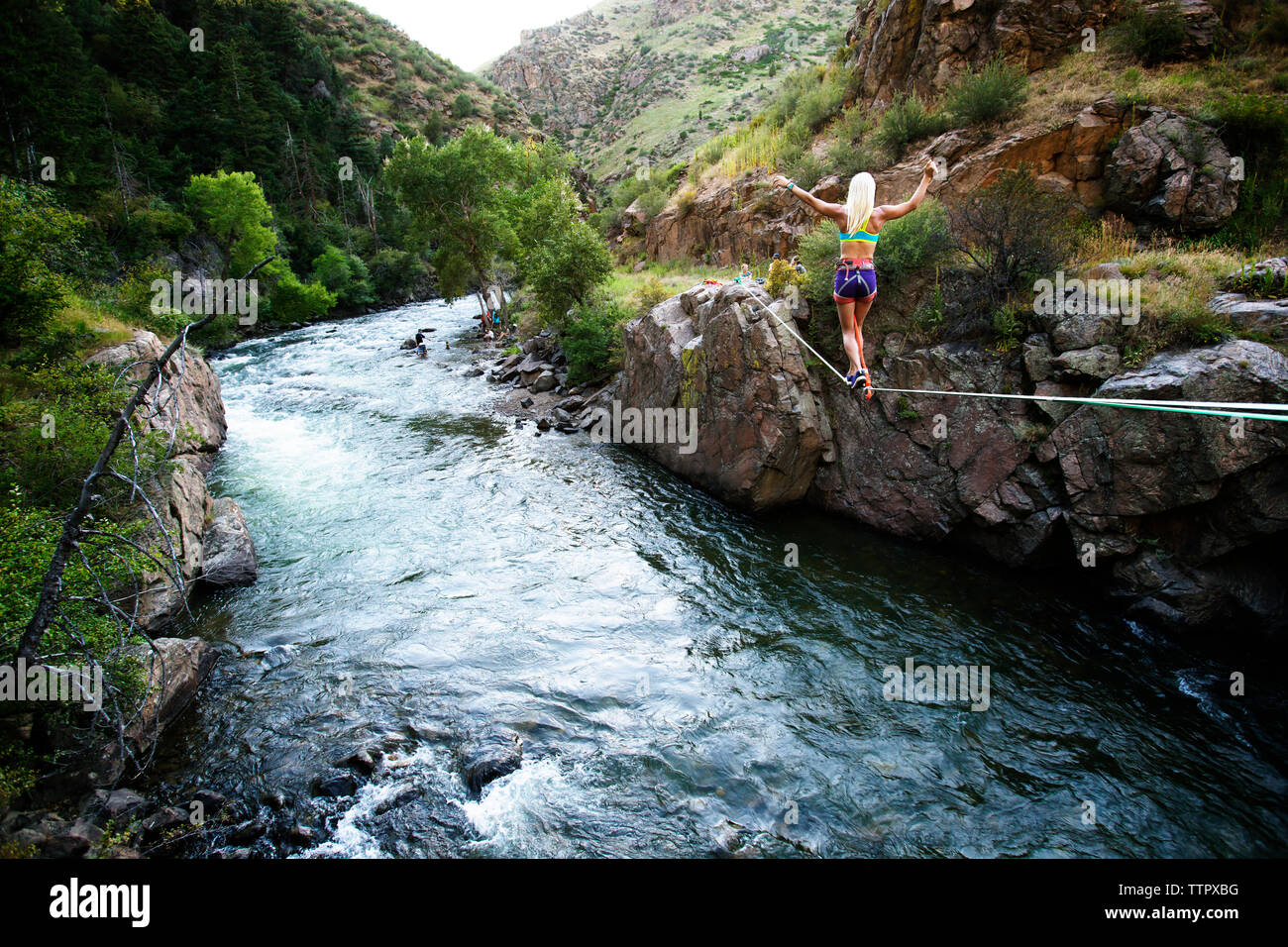 Woman balancing rear view hi-res stock photography and images - Alamy