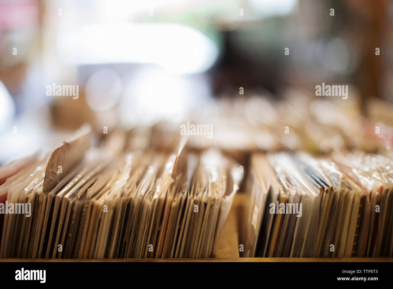 Stack of various records in box Stock Photo - Alamy