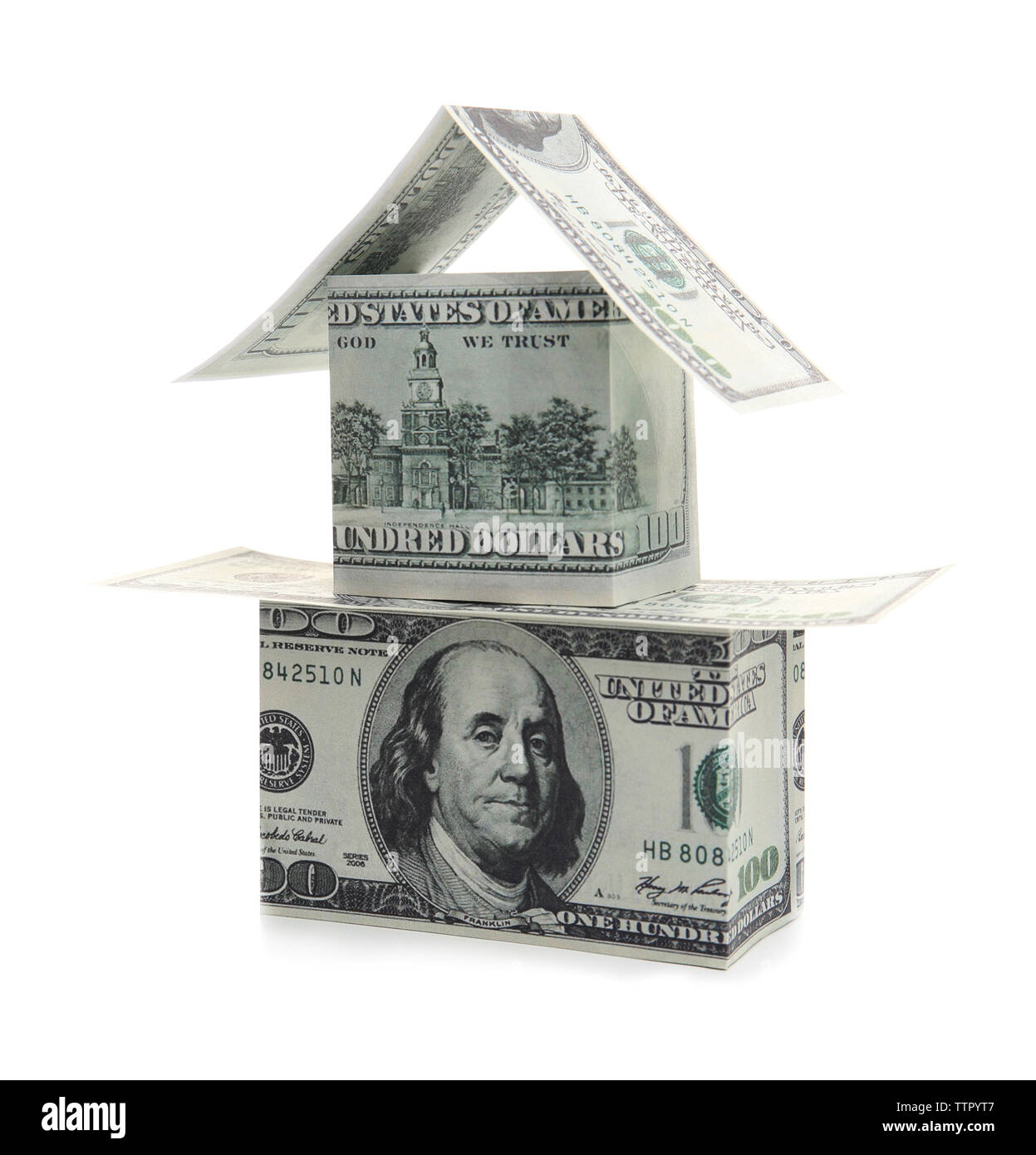 Money house, isolated on white Stock Photo - Alamy