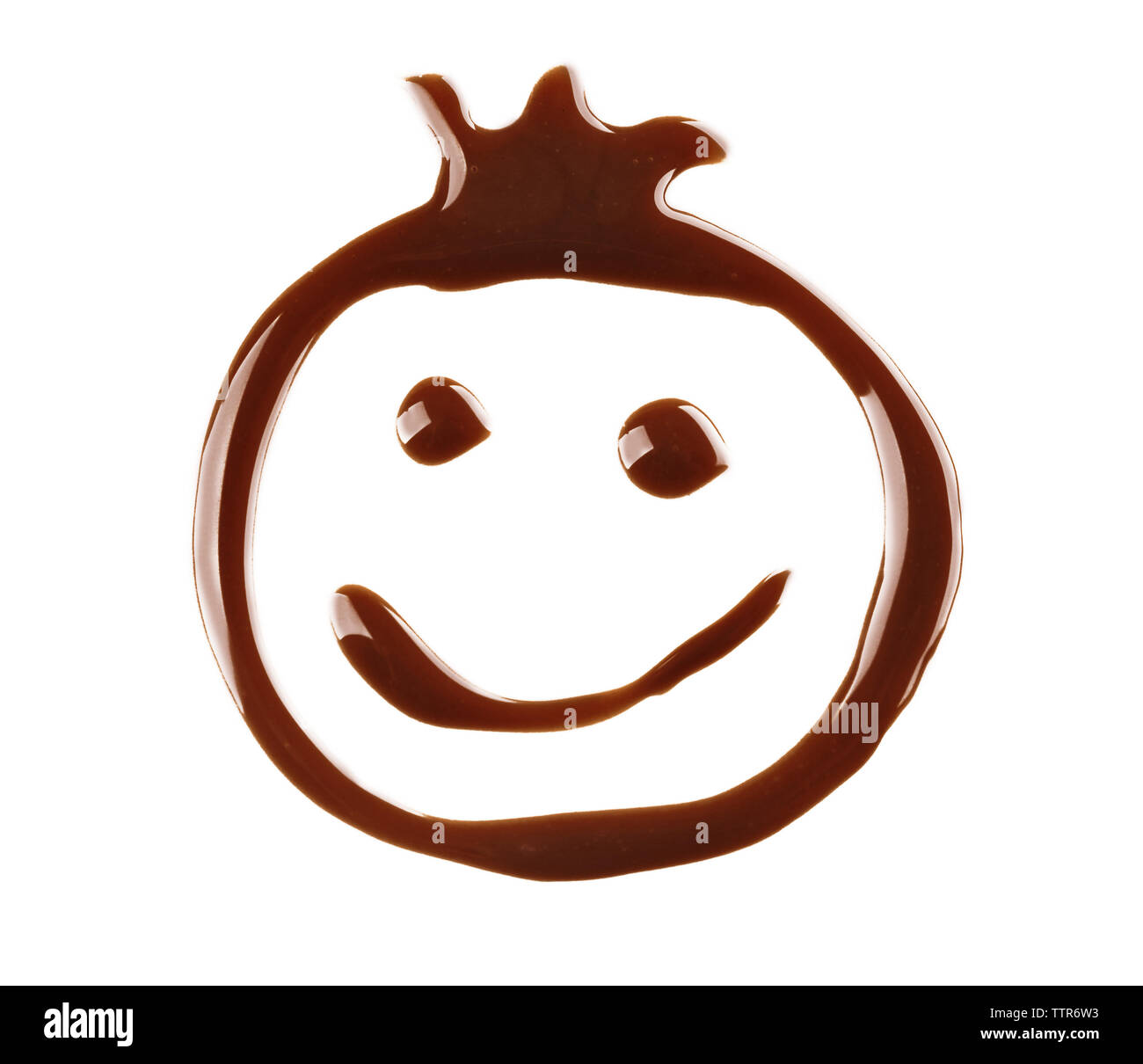 Smiley face made of liquid chocolate, isolated on white Stock Photo - Alamy