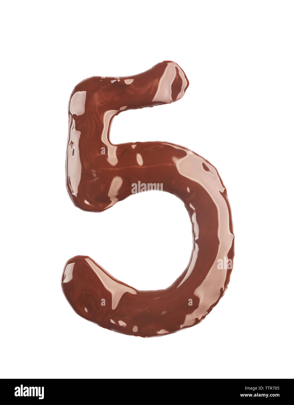Number five made of liquid chocolate, isolated on white Stock Photo - Alamy