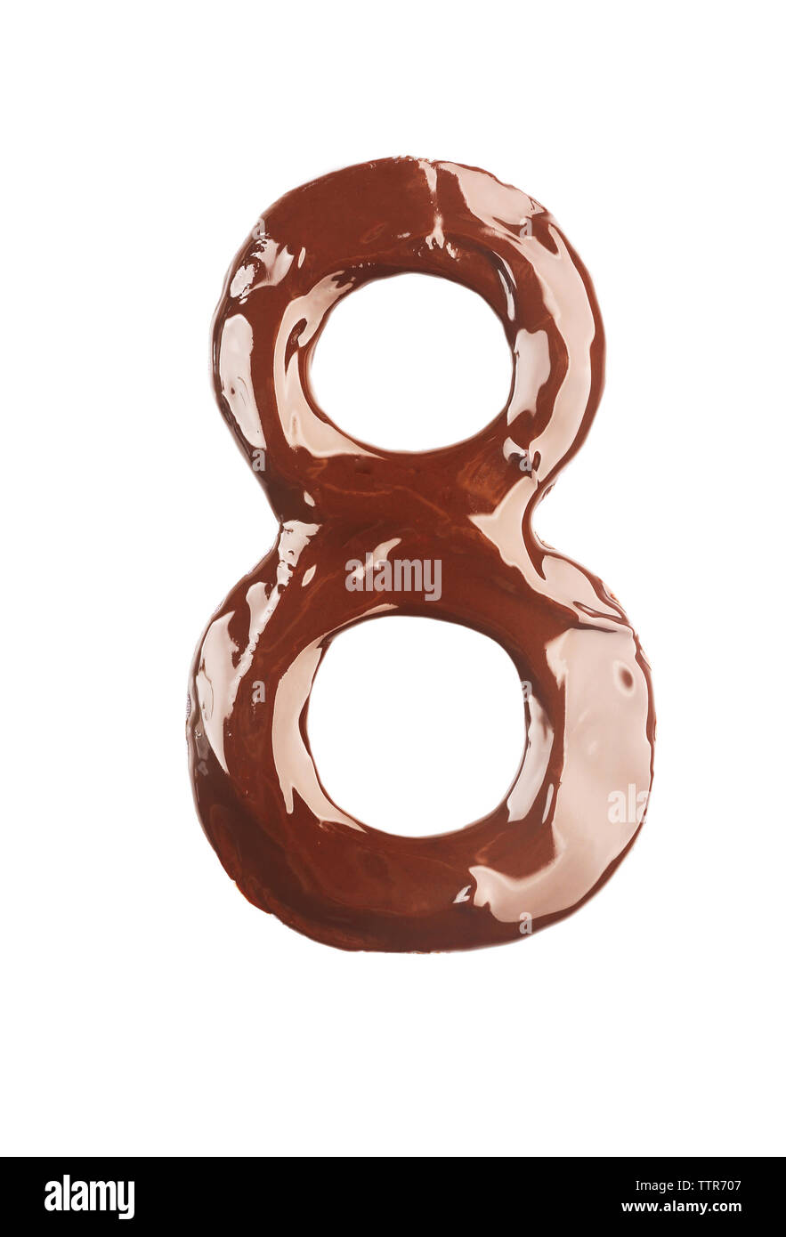Number eight made of liquid chocolate, isolated on white Stock Photo ...