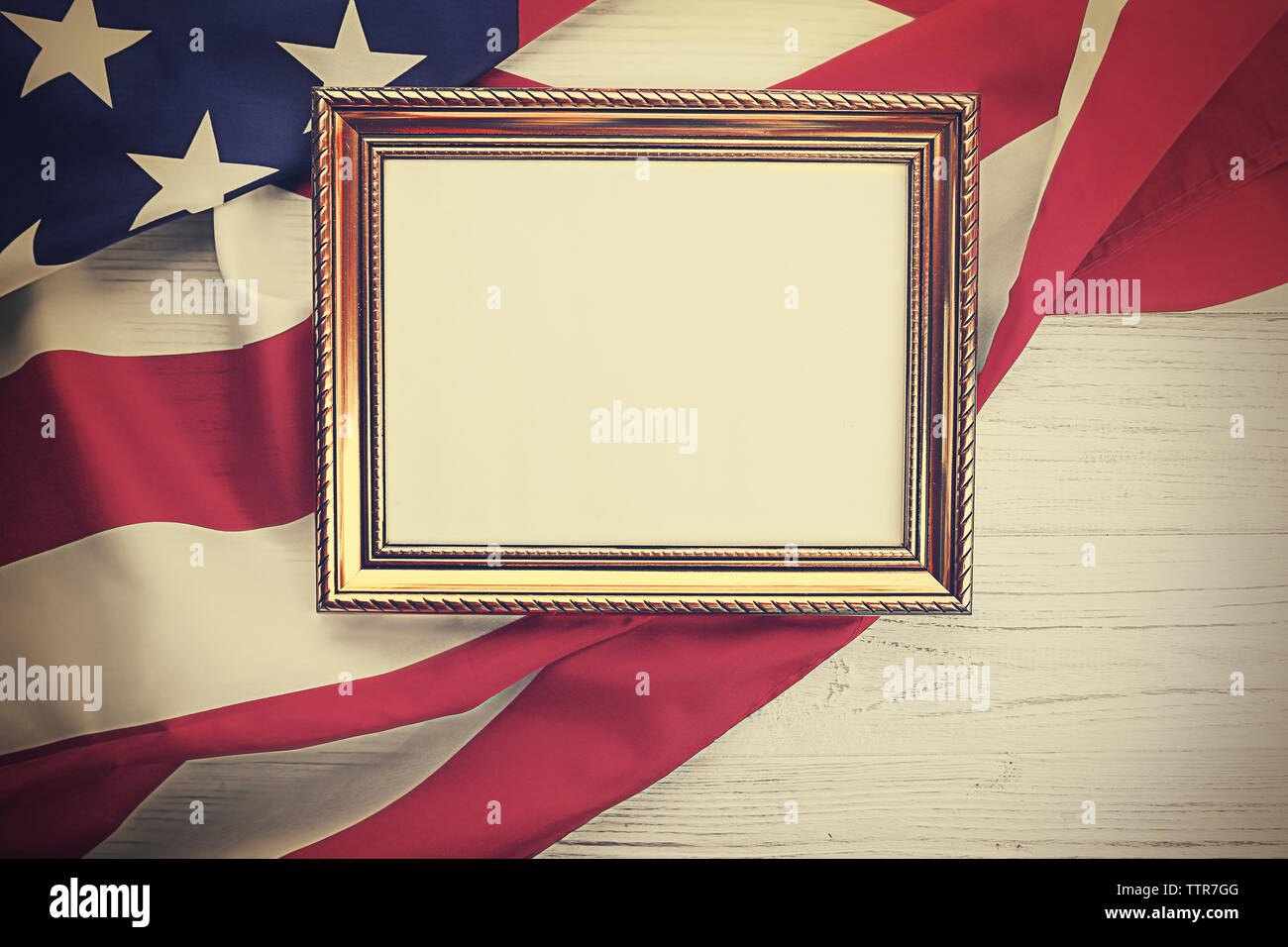 Photo frame on USA national flag background Stock Photo - Alamy