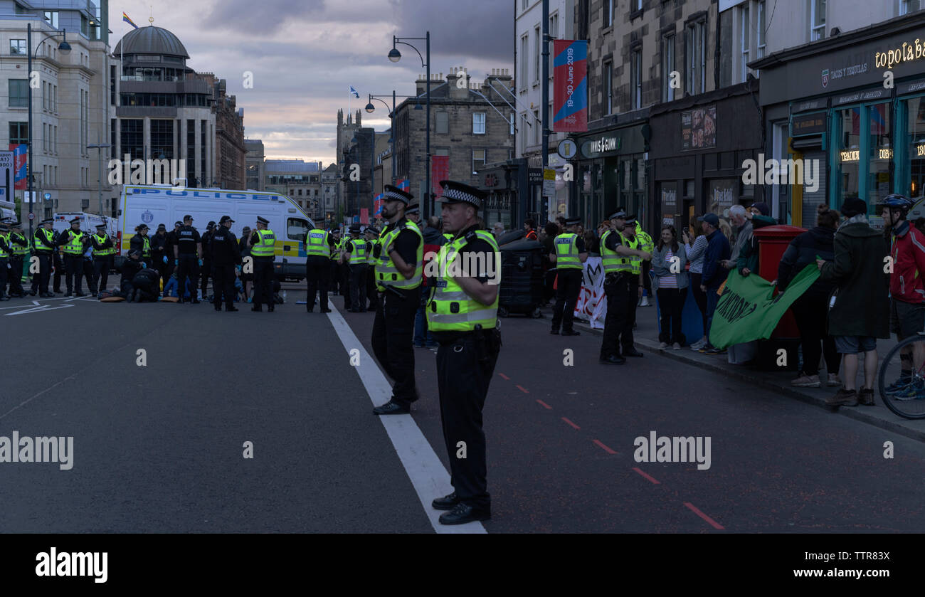 Climate extinction rebellion action, June 17th 2019 in Edinburgh ...