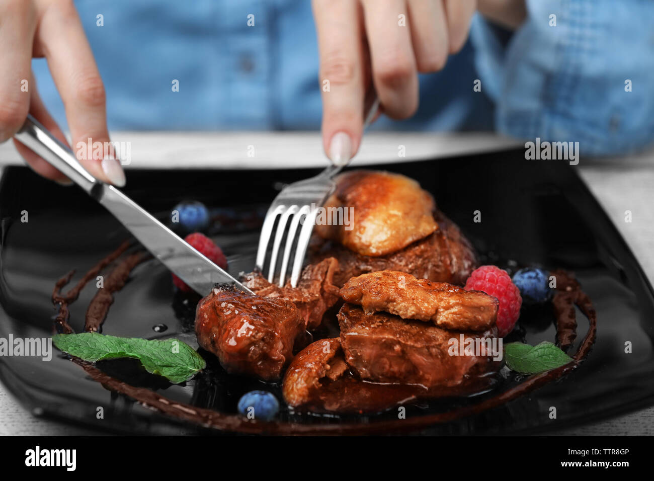 Grill Meat Woman Restaurant High Resolution Stock Photography and ...