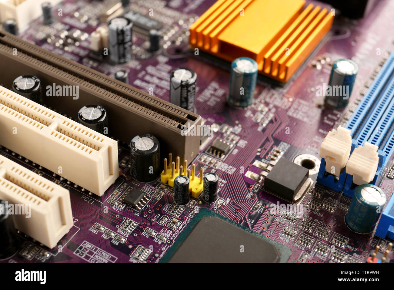 Motherboard detail, closeup Stock Photo - Alamy