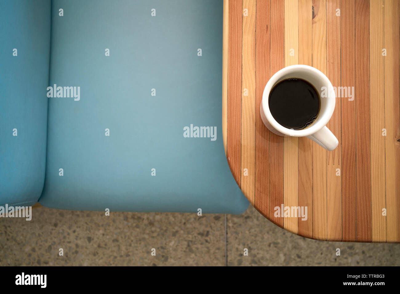 Overhead view of black coffee on restaurant table Stock Photo - Alamy