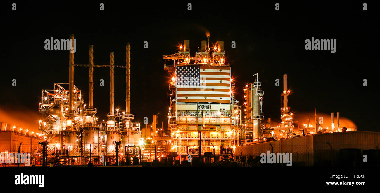 Oil refinery night american flag hi-res stock photography and images ...