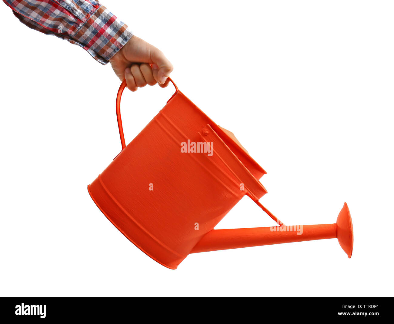 Hand holding watering can isolated on white Stock Photo - Alamy