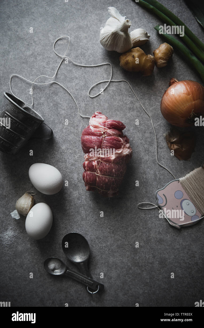 High angle view of food on kitchen counter Stock Photo - Alamy