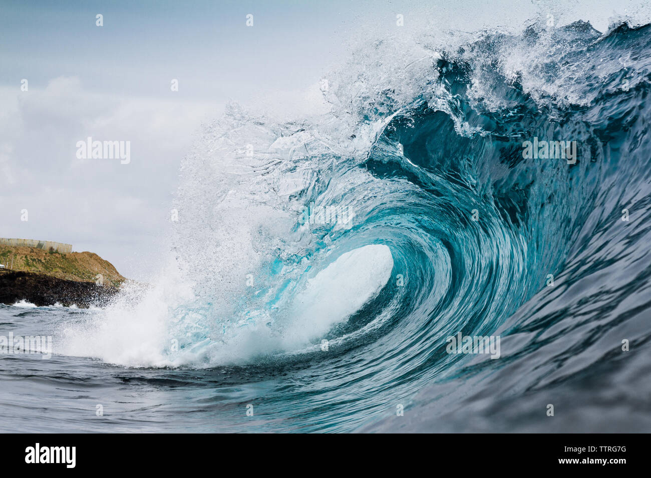 The perfect wave on the coast of the Canary Islands Stock Photo - Alamy