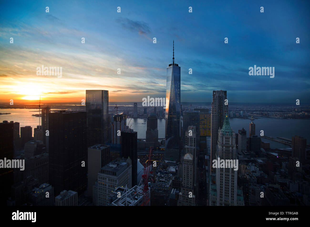 World trade center towers sunset hi-res stock photography and images ...