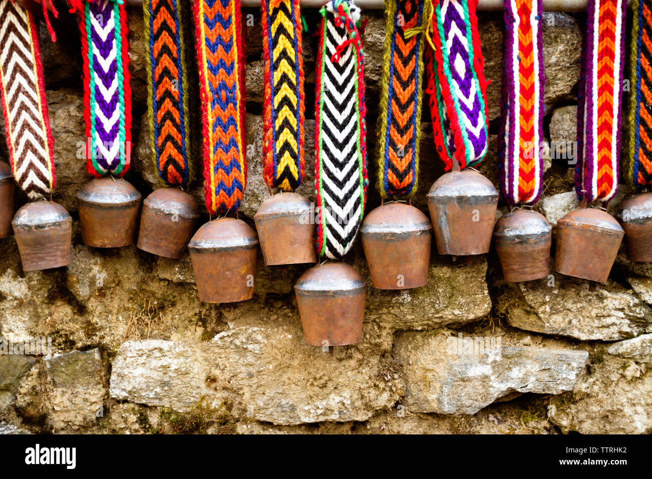 Bells hanging on rock at Mt. Everest Stock Photo - Alamy