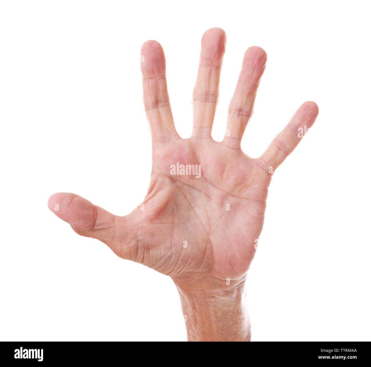 Old man hand on a white background Stock Photo - Alamy