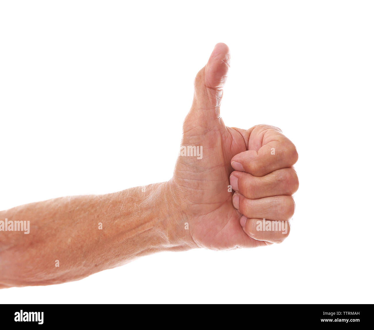 Old man hand on a white background Stock Photo - Alamy