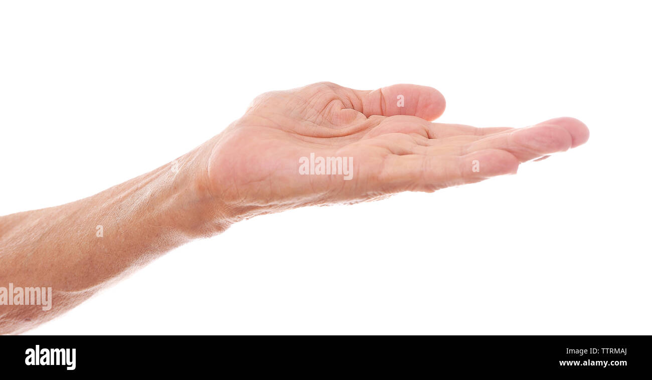 Old man hand on a white background Stock Photo - Alamy