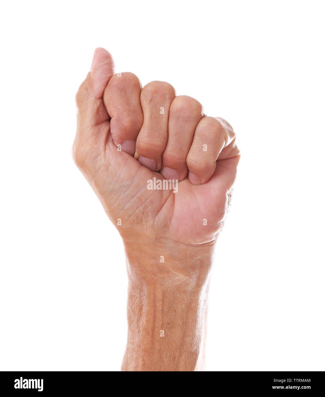 Old man hand on a white background Stock Photo - Alamy