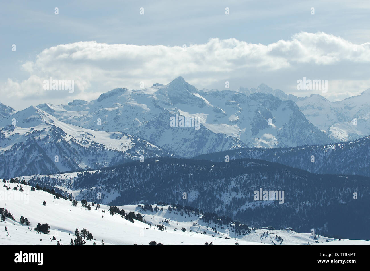 High snowy mountain landscape in Baqueira Spain Stock Photo - Alamy