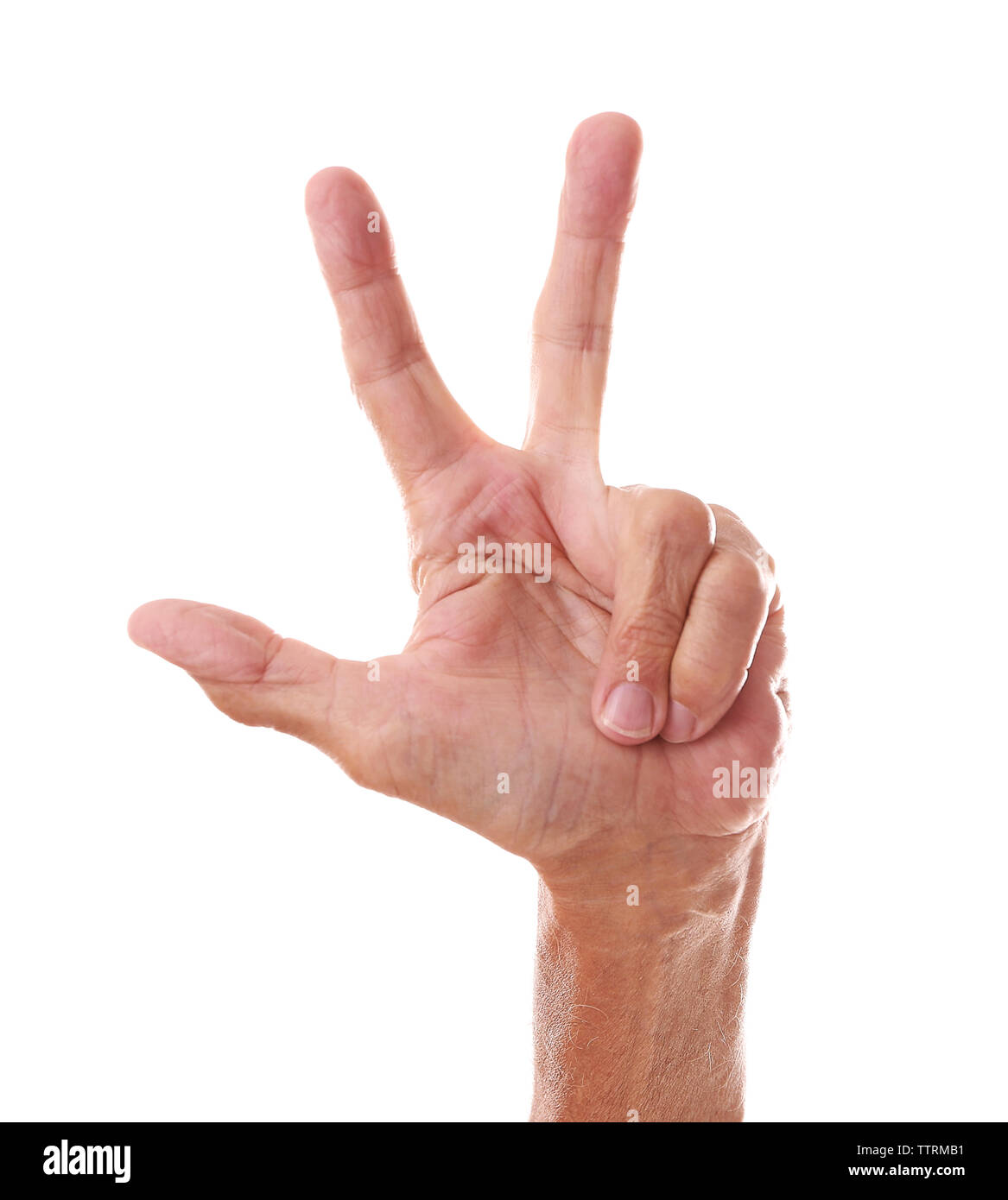 Old man hand on a white background Stock Photo - Alamy