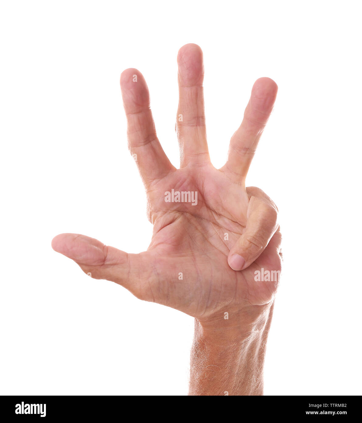 Old man hand on a white background Stock Photo - Alamy