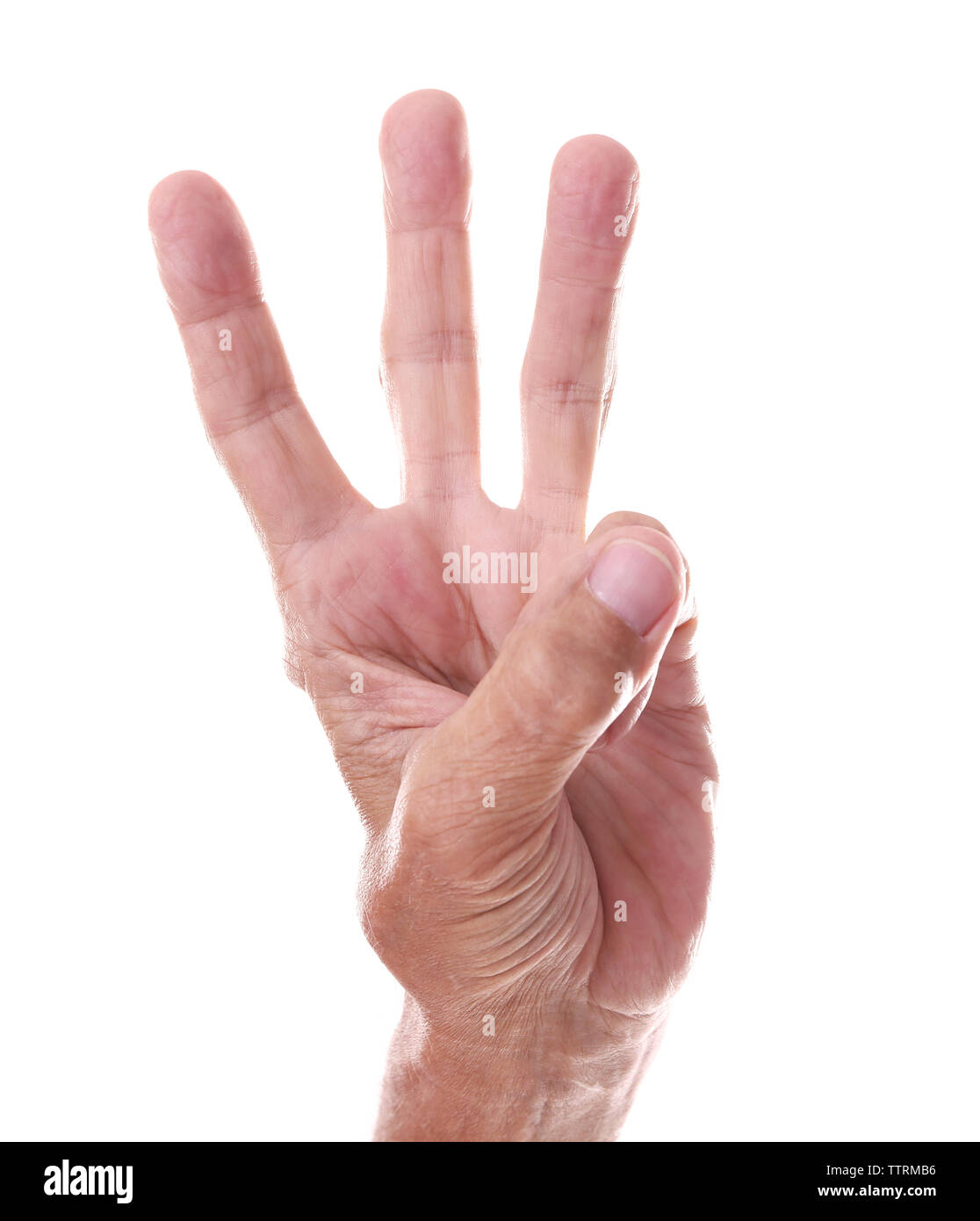 Old man hand on a white background Stock Photo - Alamy