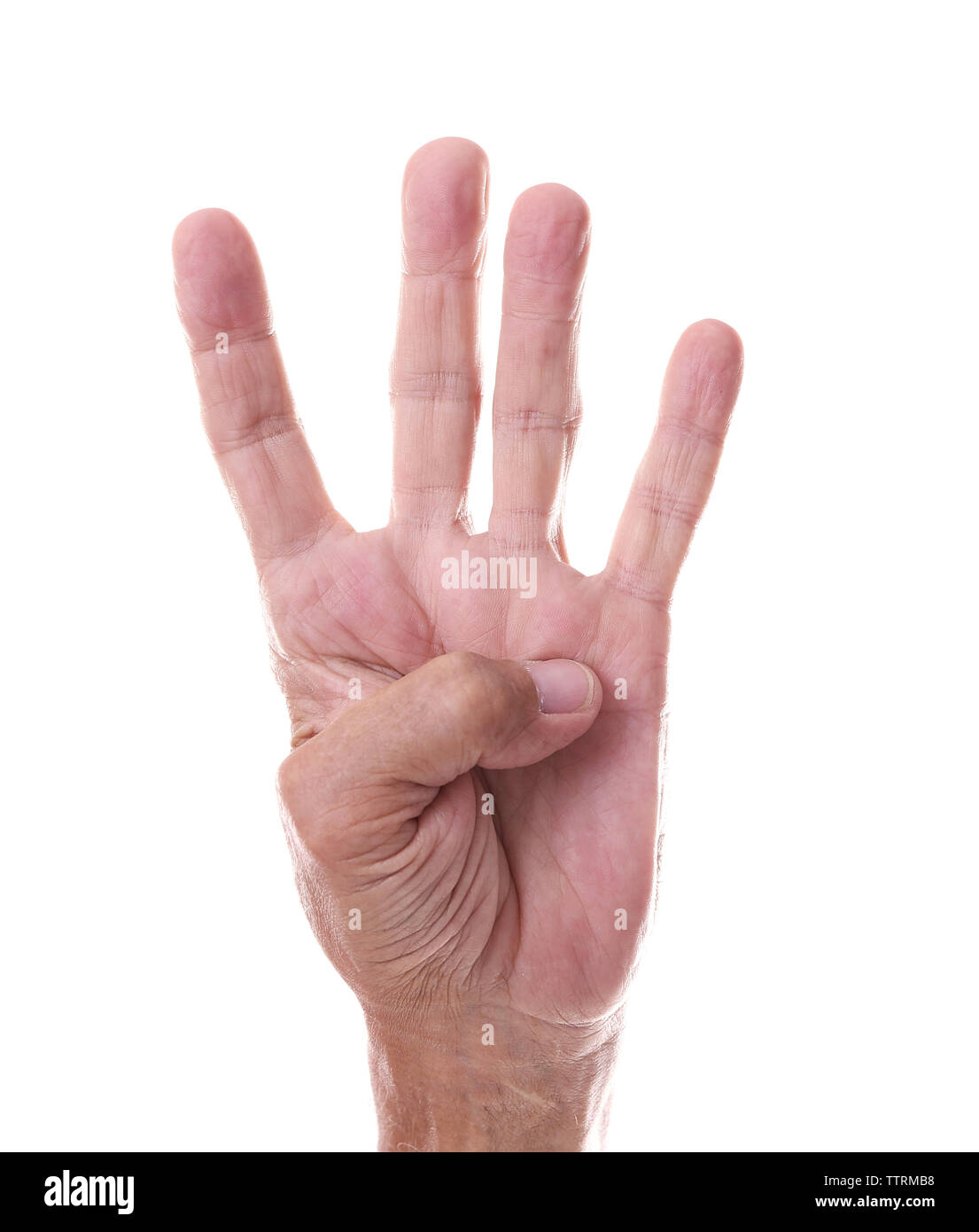 Old man hand on a white background Stock Photo - Alamy
