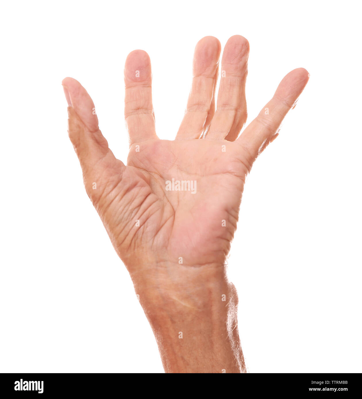 Old man hand on a white background Stock Photo - Alamy