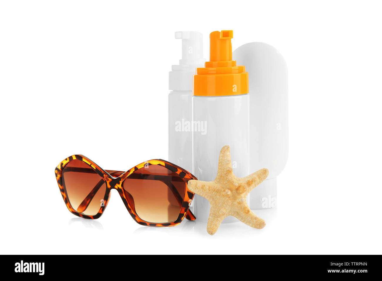 Sun protection accessories, isolated on white Stock Photo - Alamy