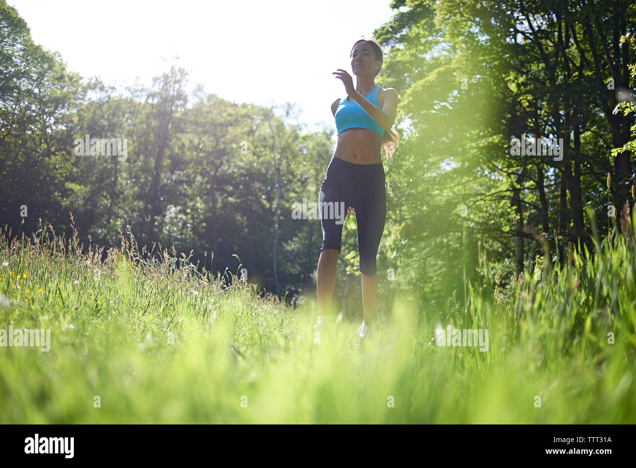 Woman jogging low angle hi-res stock photography and images - Alamy