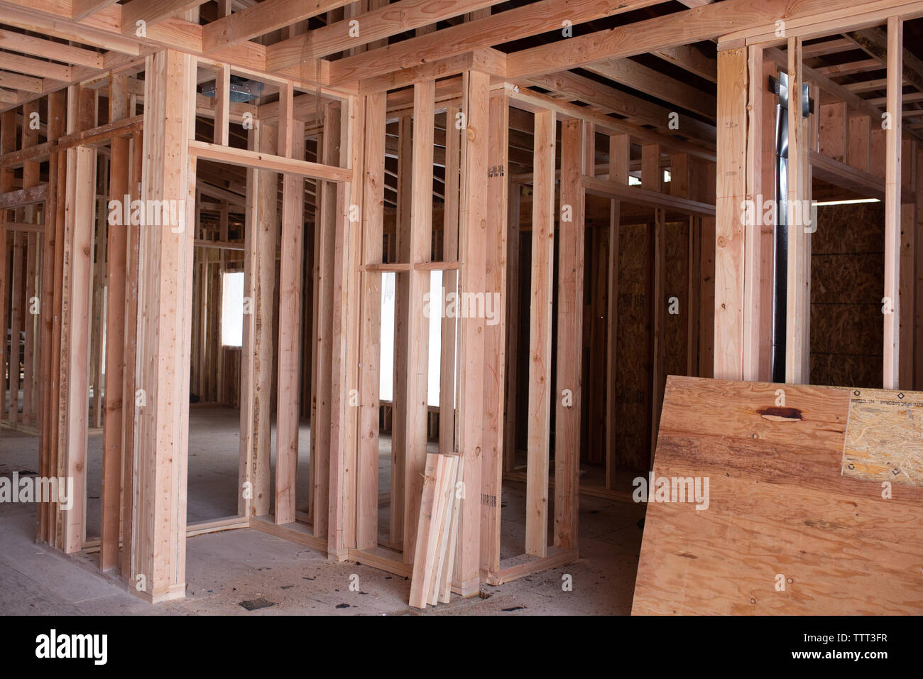 Wood framed walls in a home build Stock Photo - Alamy