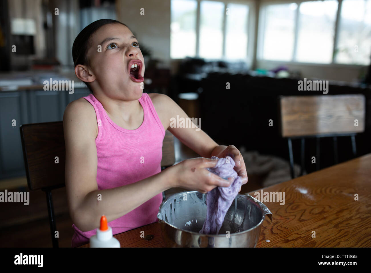 Making funny face with slime hi-res stock photography and images - Alamy