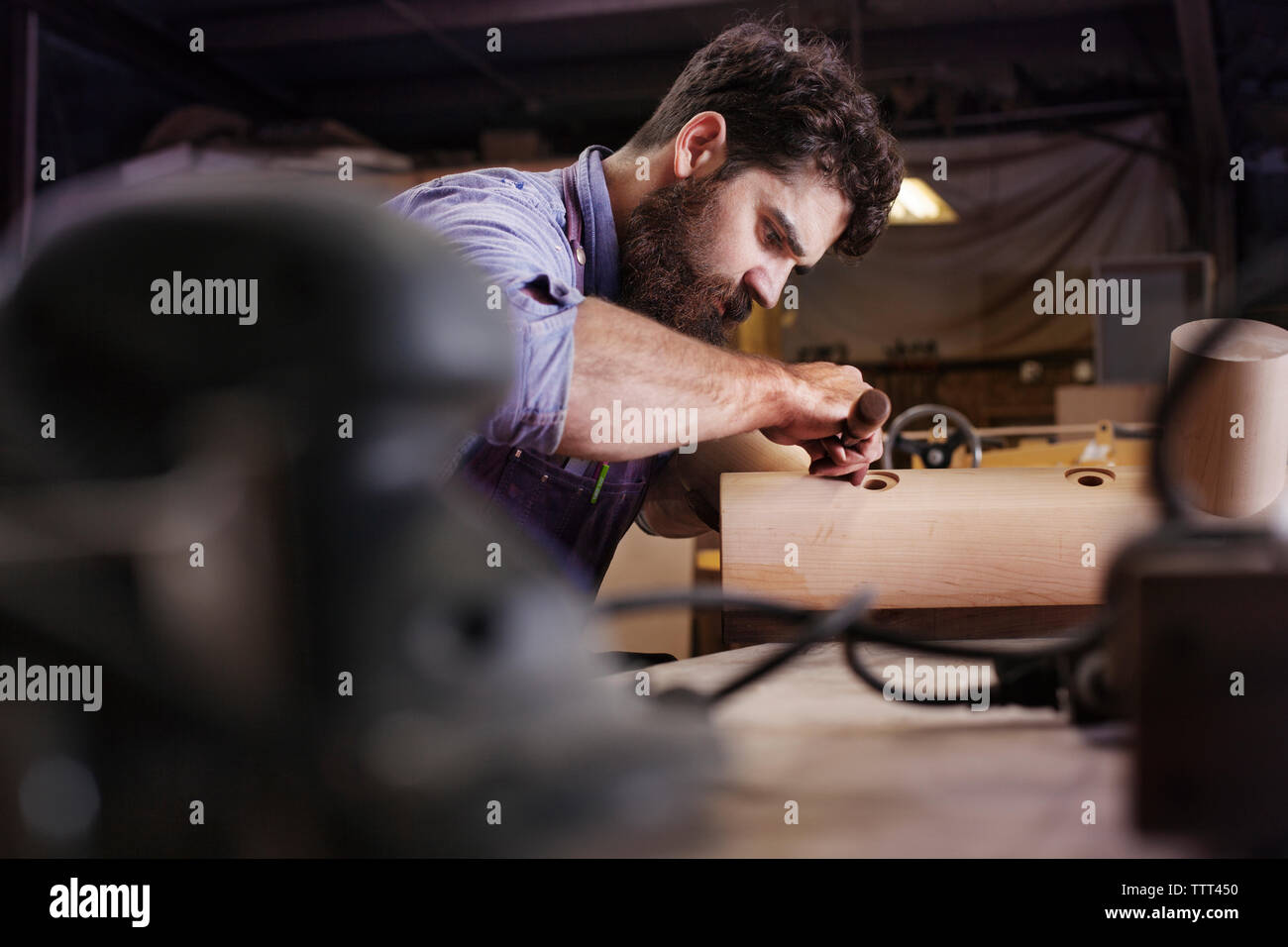 Close up carpenter making wooden hi-res stock photography and images - Alamy