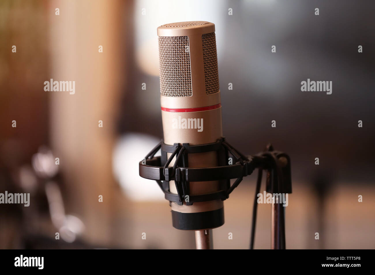 Microphone in recording studio Stock Photo - Alamy
