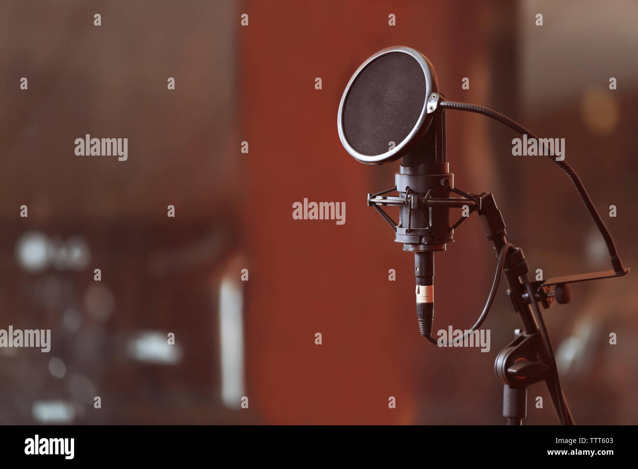Microphone in recording studio Stock Photo - Alamy