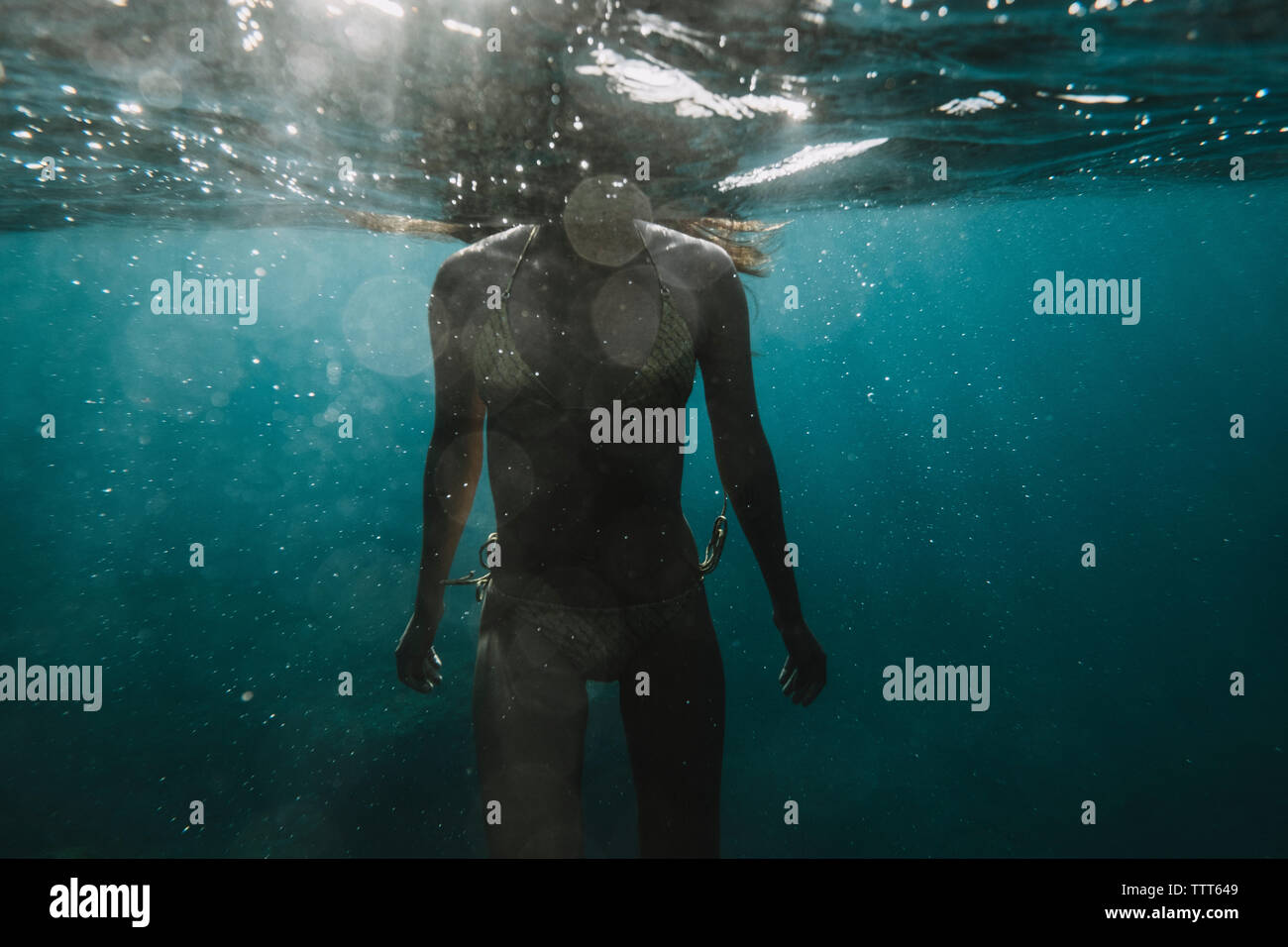 Woman swimming underwater in sea hi-res stock photography and images ...