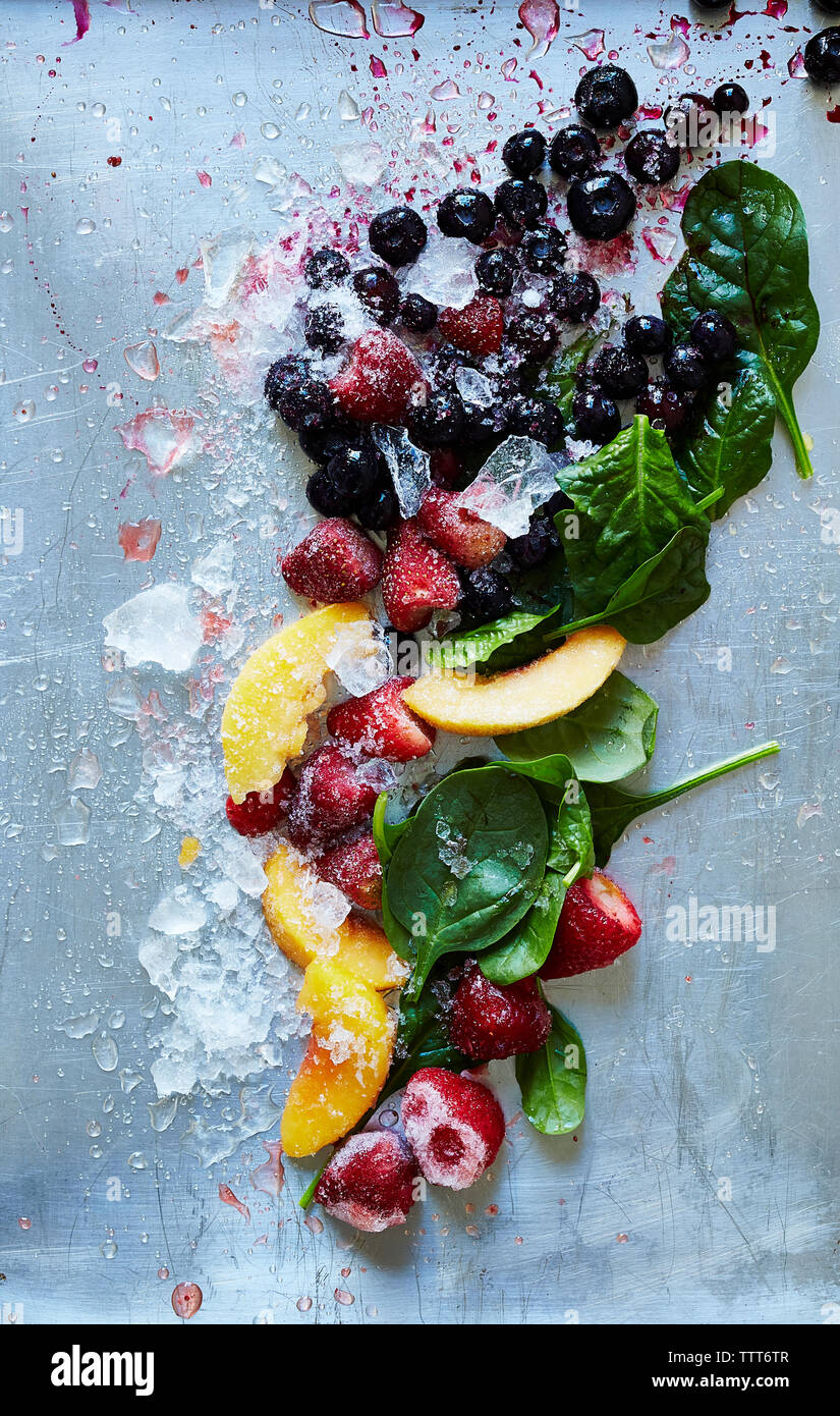 Overhead view of food in ice Stock Photo - Alamy