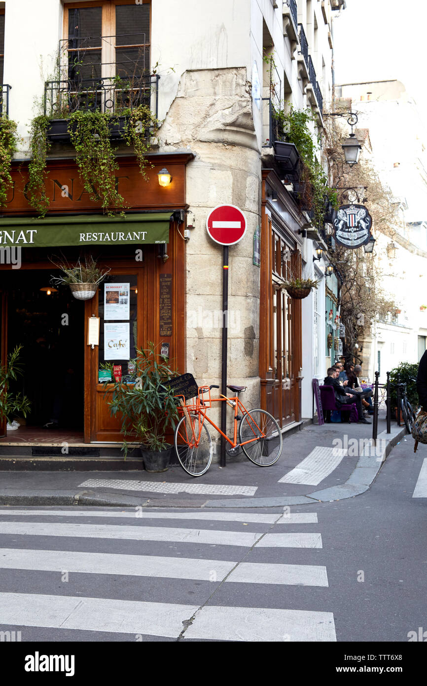 Restaurant building by zebra crossing in city Stock Photo - Alamy