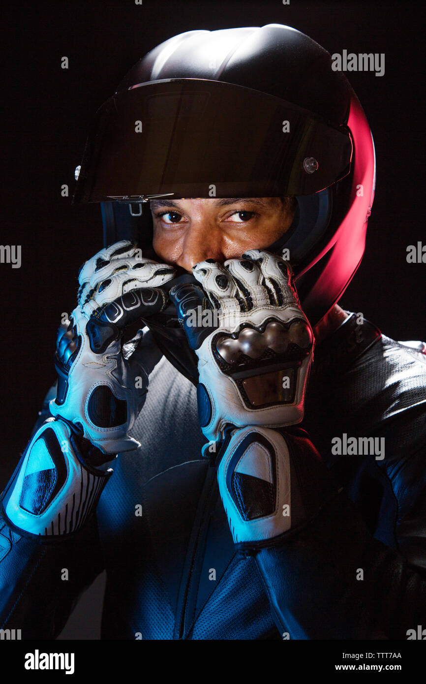 Biker wearing helmet hi-res stock photography and images - Alamy