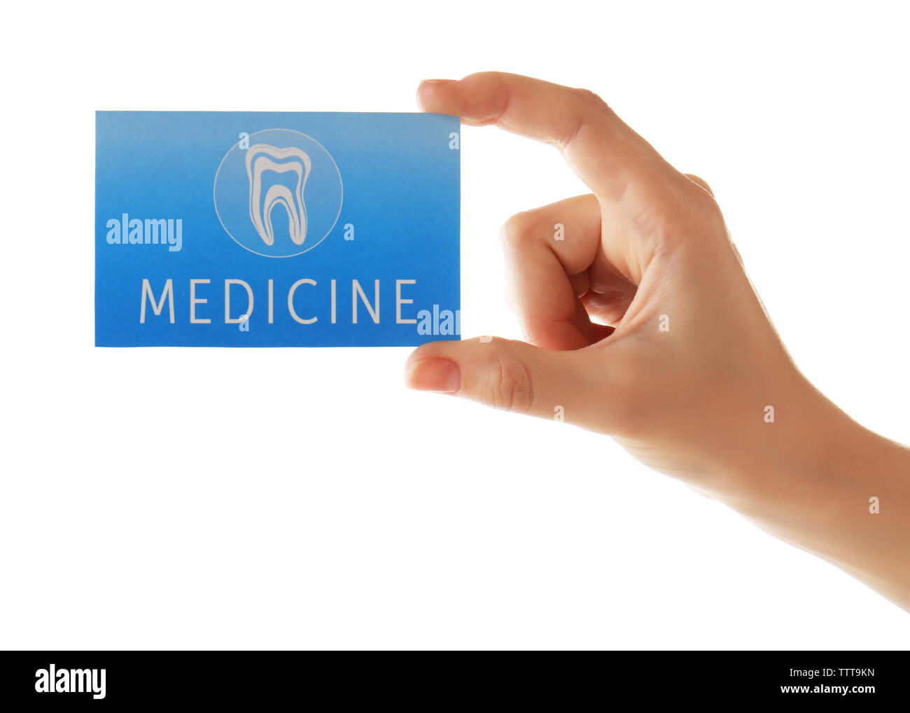 Hand holding card isolated on white Stock Photo - Alamy