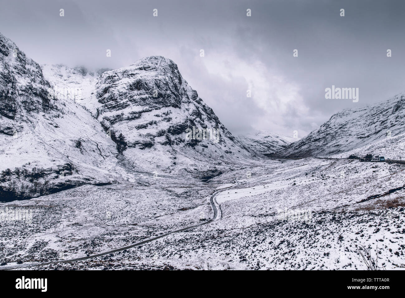 Mountain winter landscape winter snow in Glencoe Scotland Stock Photo ...