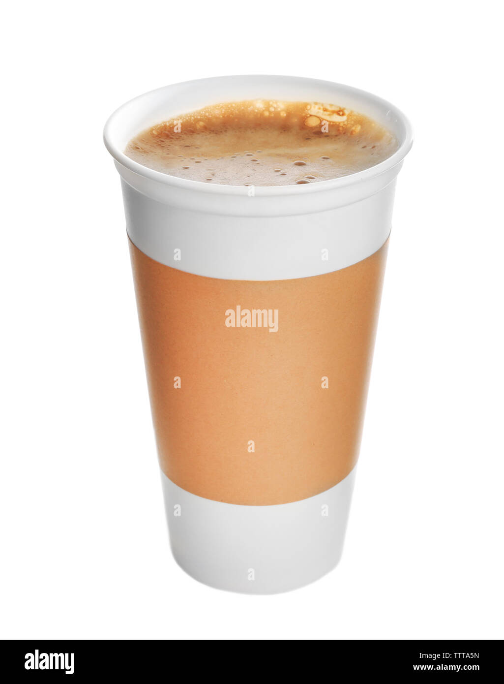 Coffee-to-go. Opened paper cup of coffee isolated on white Stock Photo ...