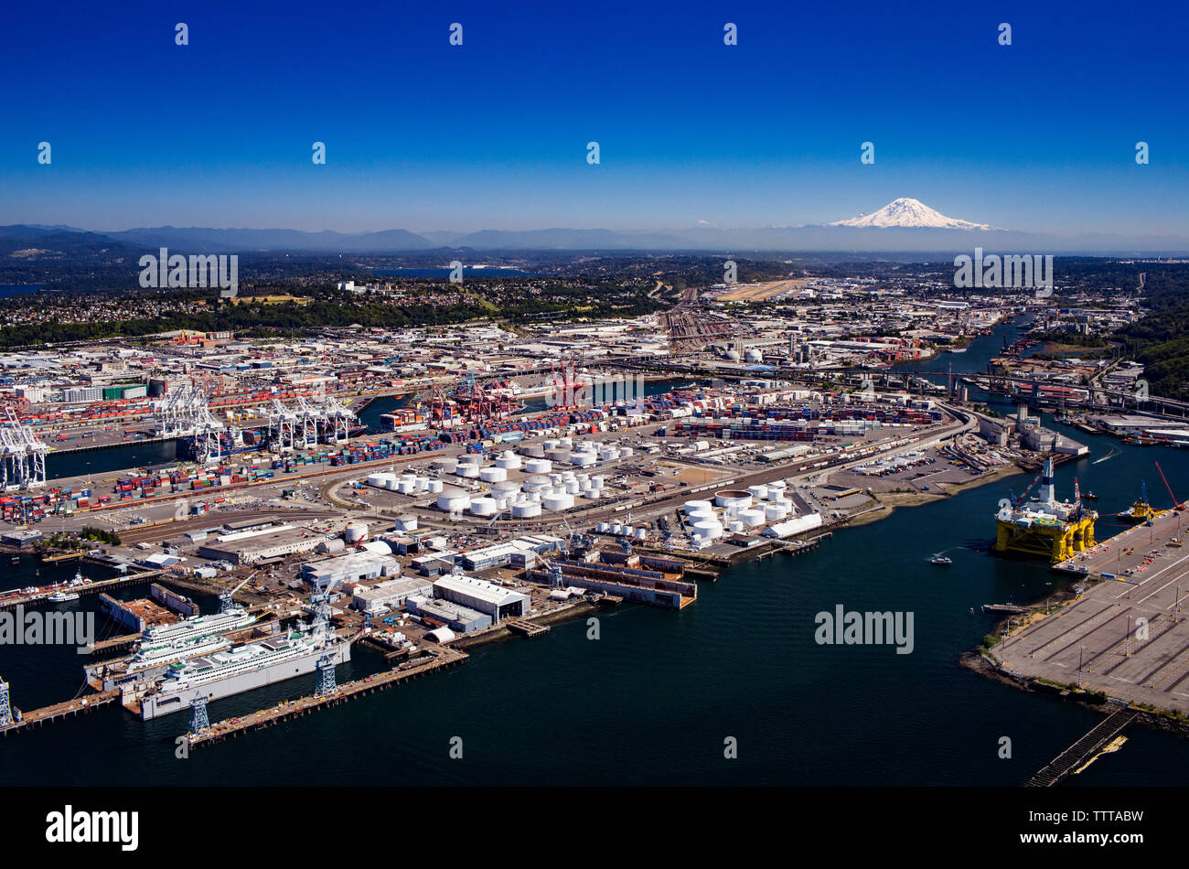 Aerial view of commercial dock Stock Photo - Alamy