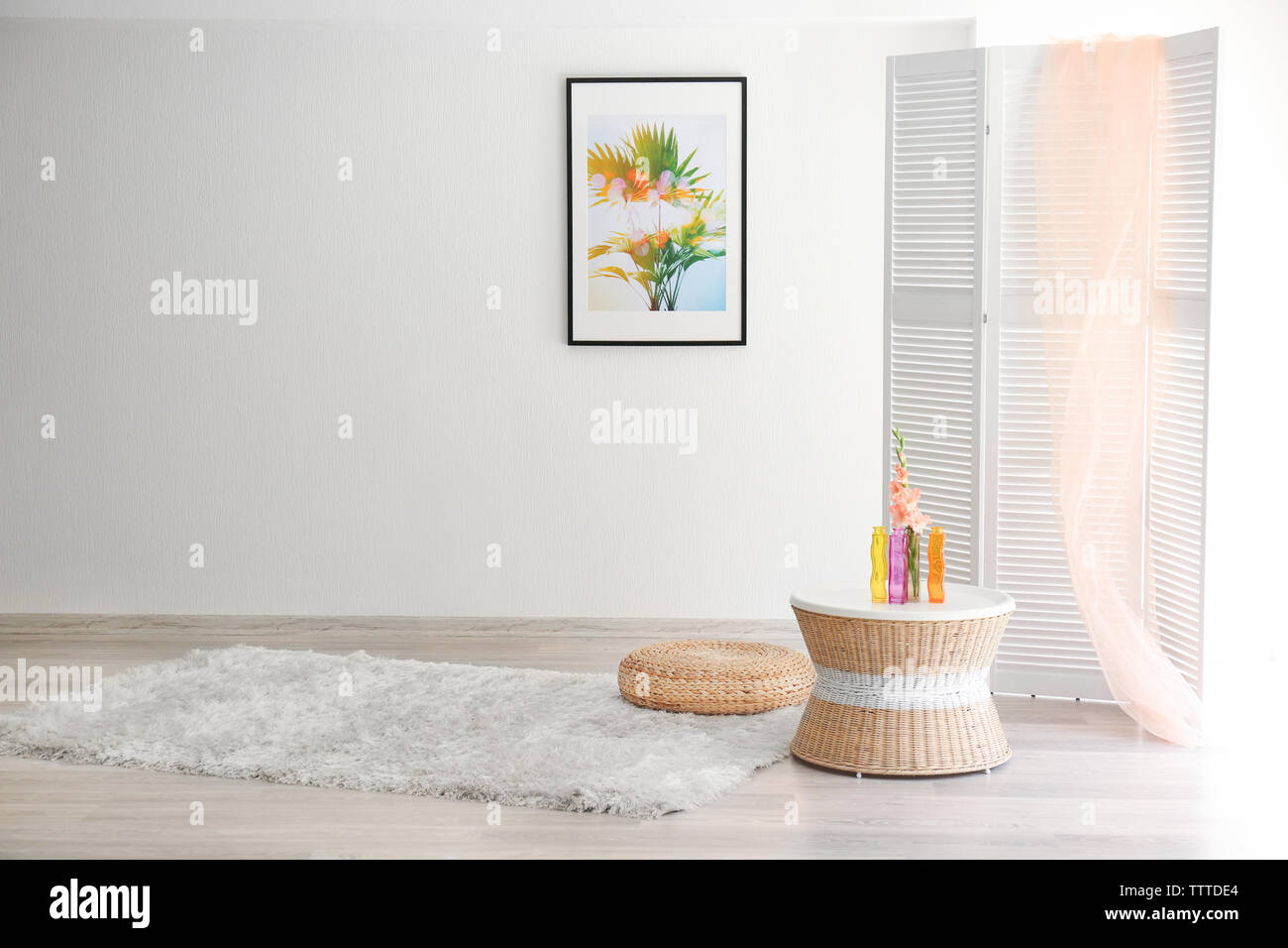 Interior design of living room in light colours Stock Photo - Alamy