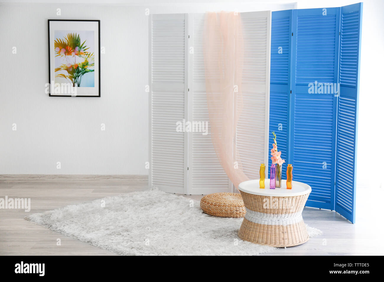 Interior design of living room in light colours Stock Photo - Alamy